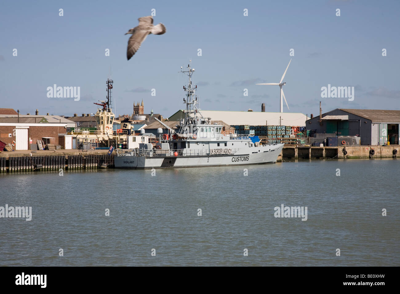 Customs boat in Lowestoft Harbour Stock Photo - Alamy