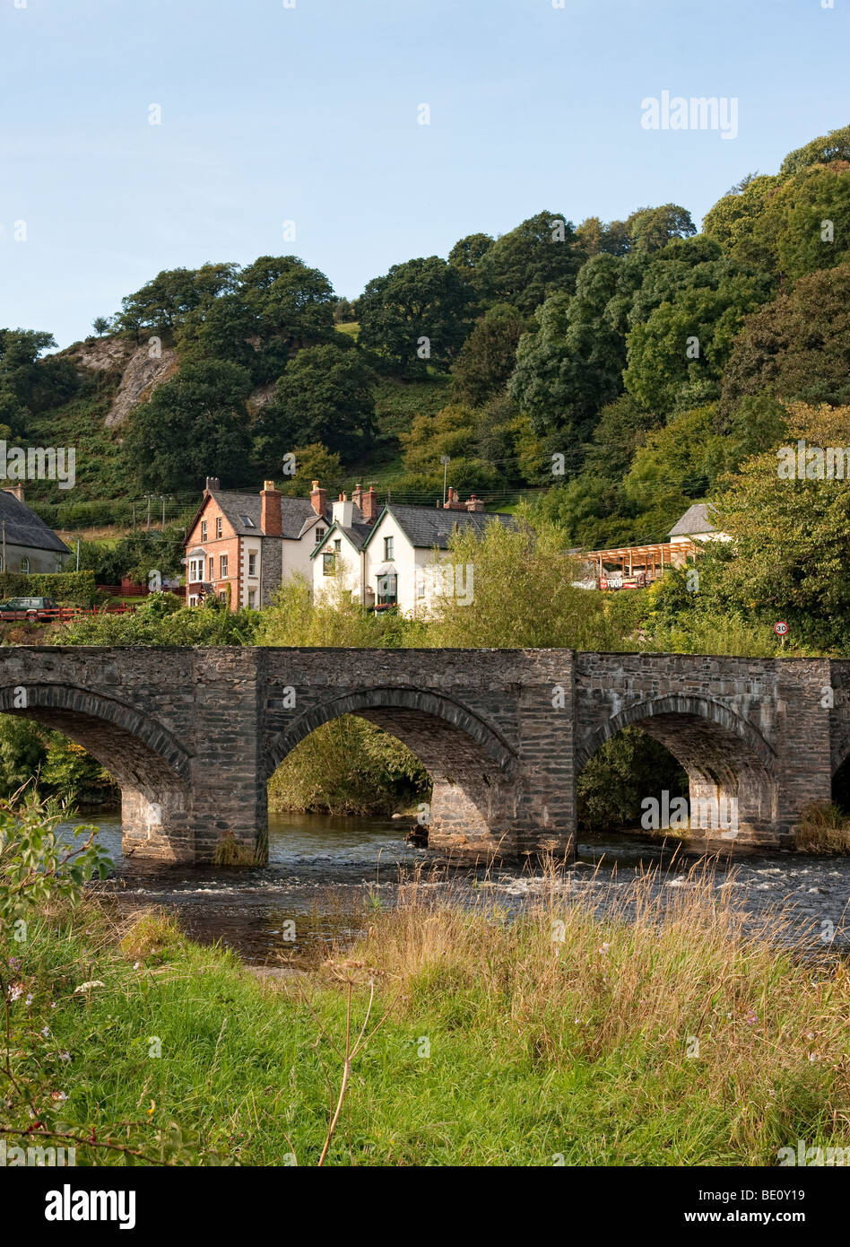 Bridge over the River Dee at carrog in Denbighshire, North Wales Stock ...