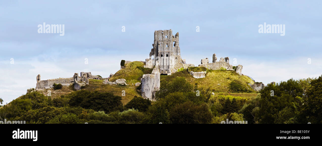 views of corfe castle vllage from the purbeck way long distance ...