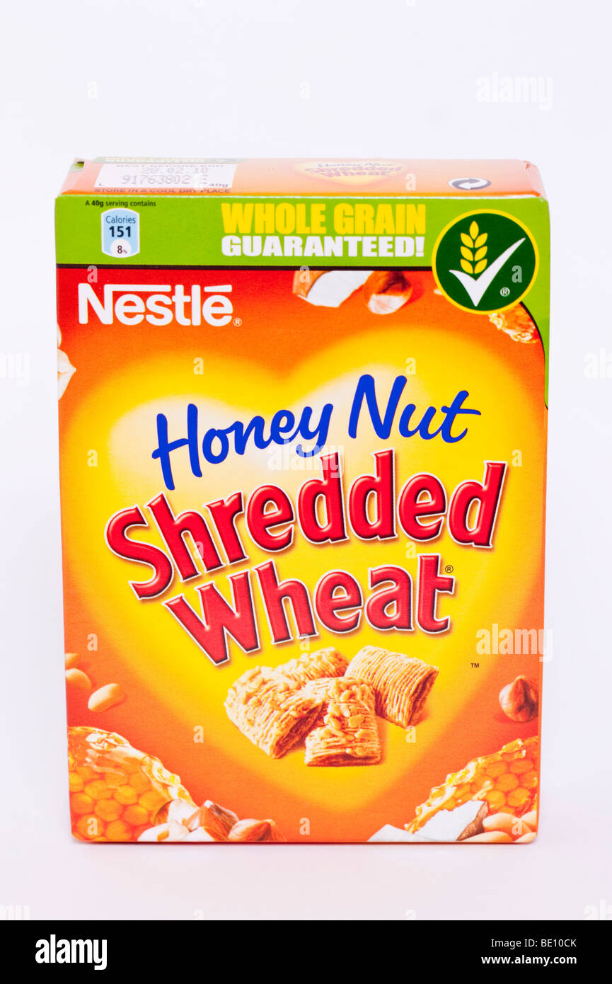 A close up of a mini packet of Nestle honey nut shredded wheat cereal ...