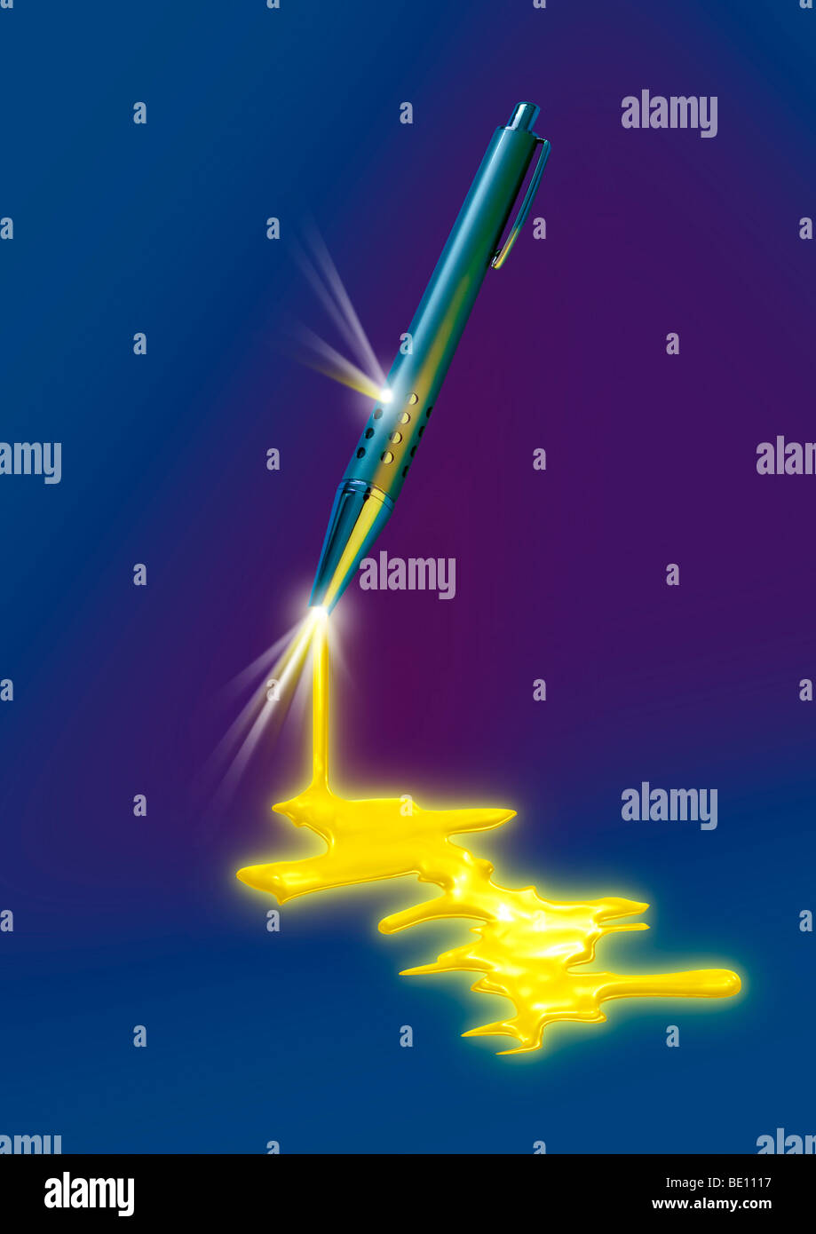 toxic liquid coming out of pen Stock Photo - Alamy