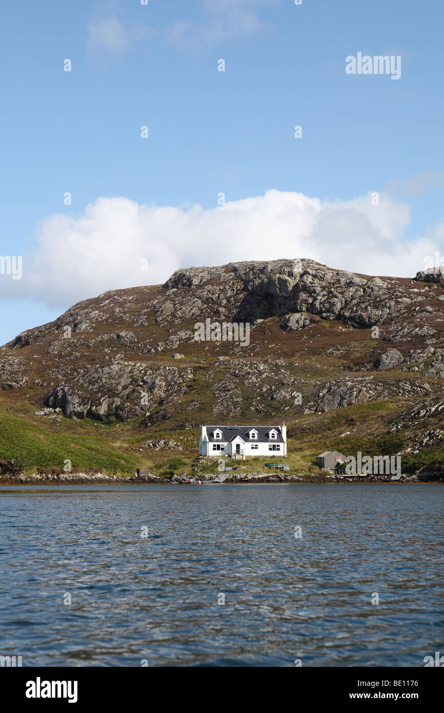 House on a remote island near Grimsay, Outer Hebrides, Scotland, UK ...