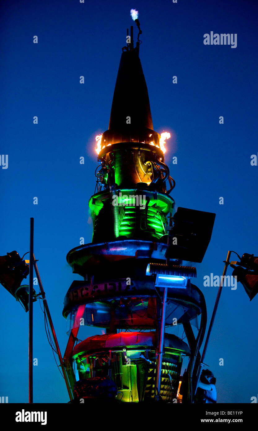The top of the DJ booth tower at the Glade Festival 2009 Stock Photo ...