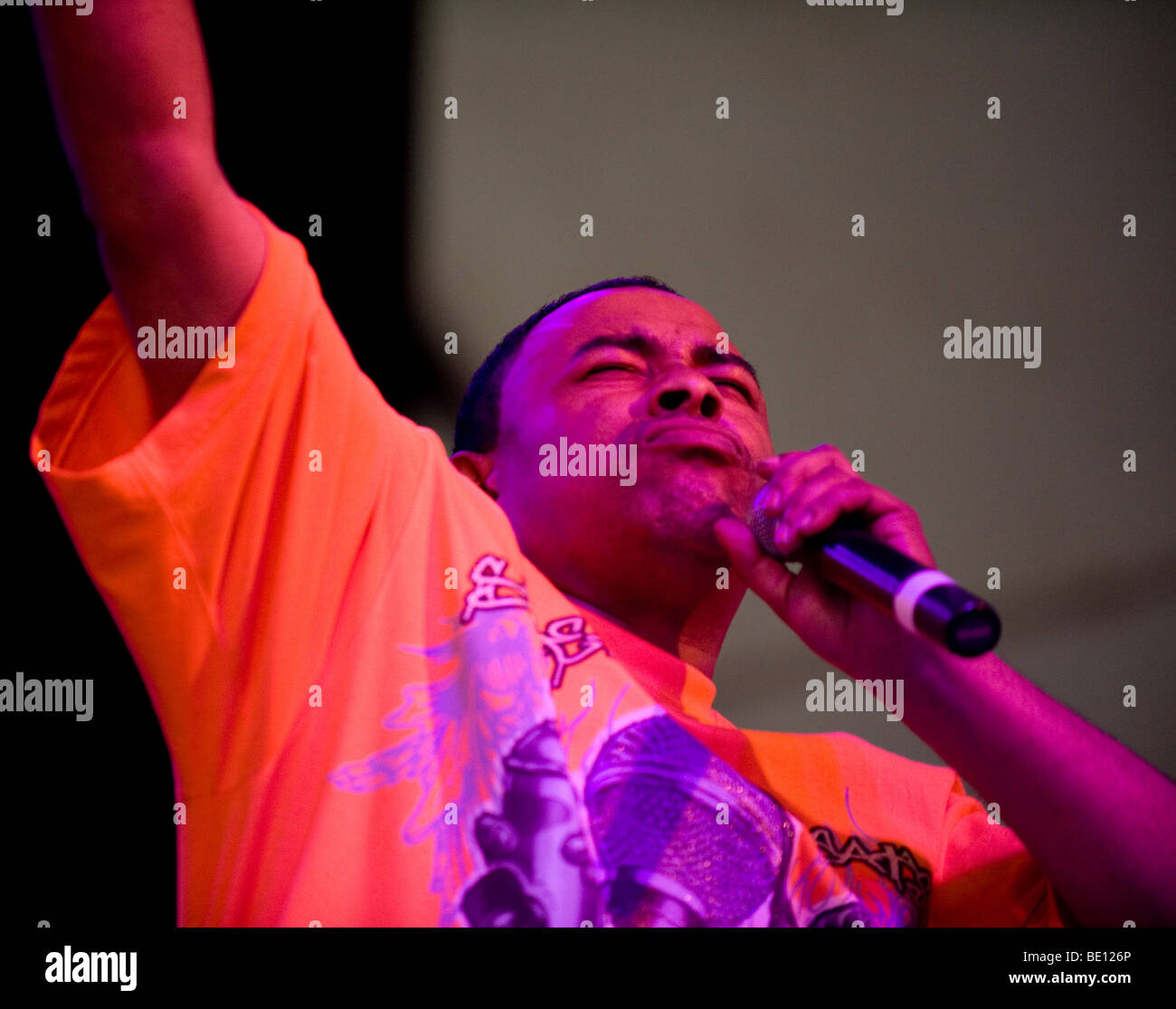 The singer for the Freestylers performing at the 2009 Glade Festival ...