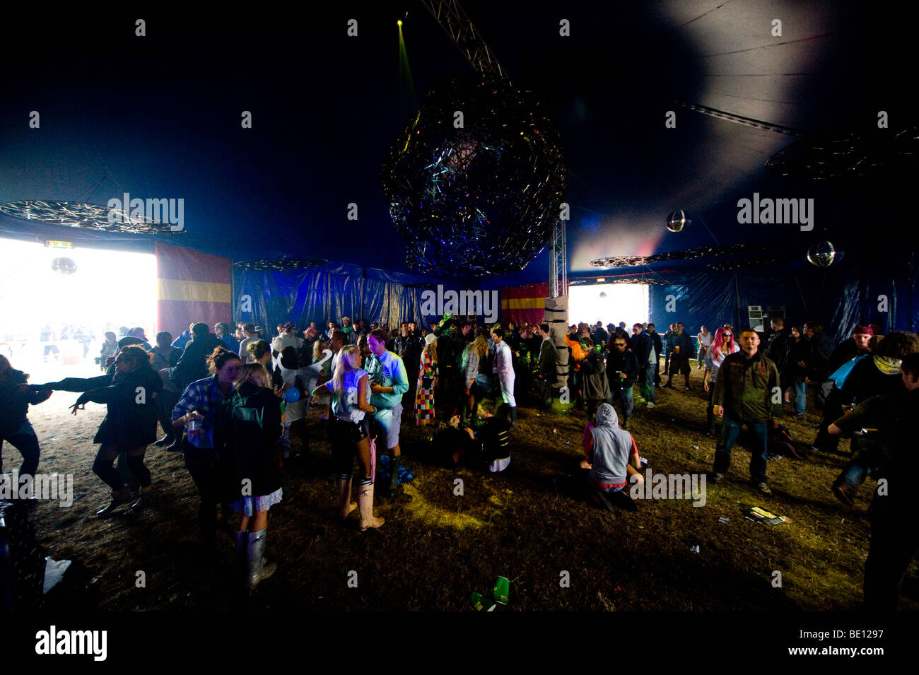 Inside a dance tent at The Glade Festival 2009 Stock Photo - Alamy