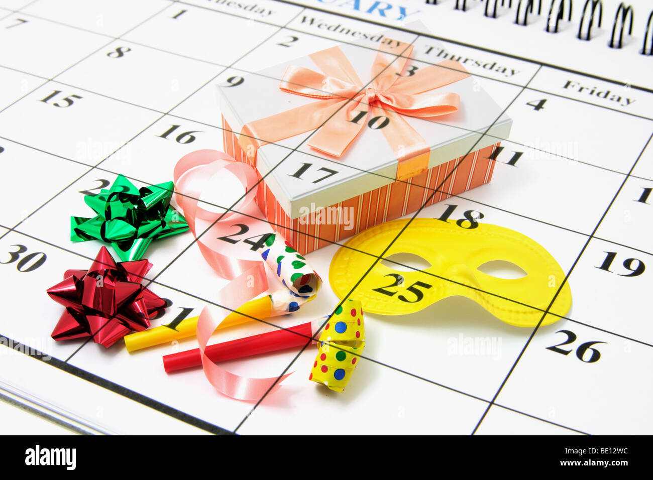 Calendar and Party Favors Stock Photo - Alamy