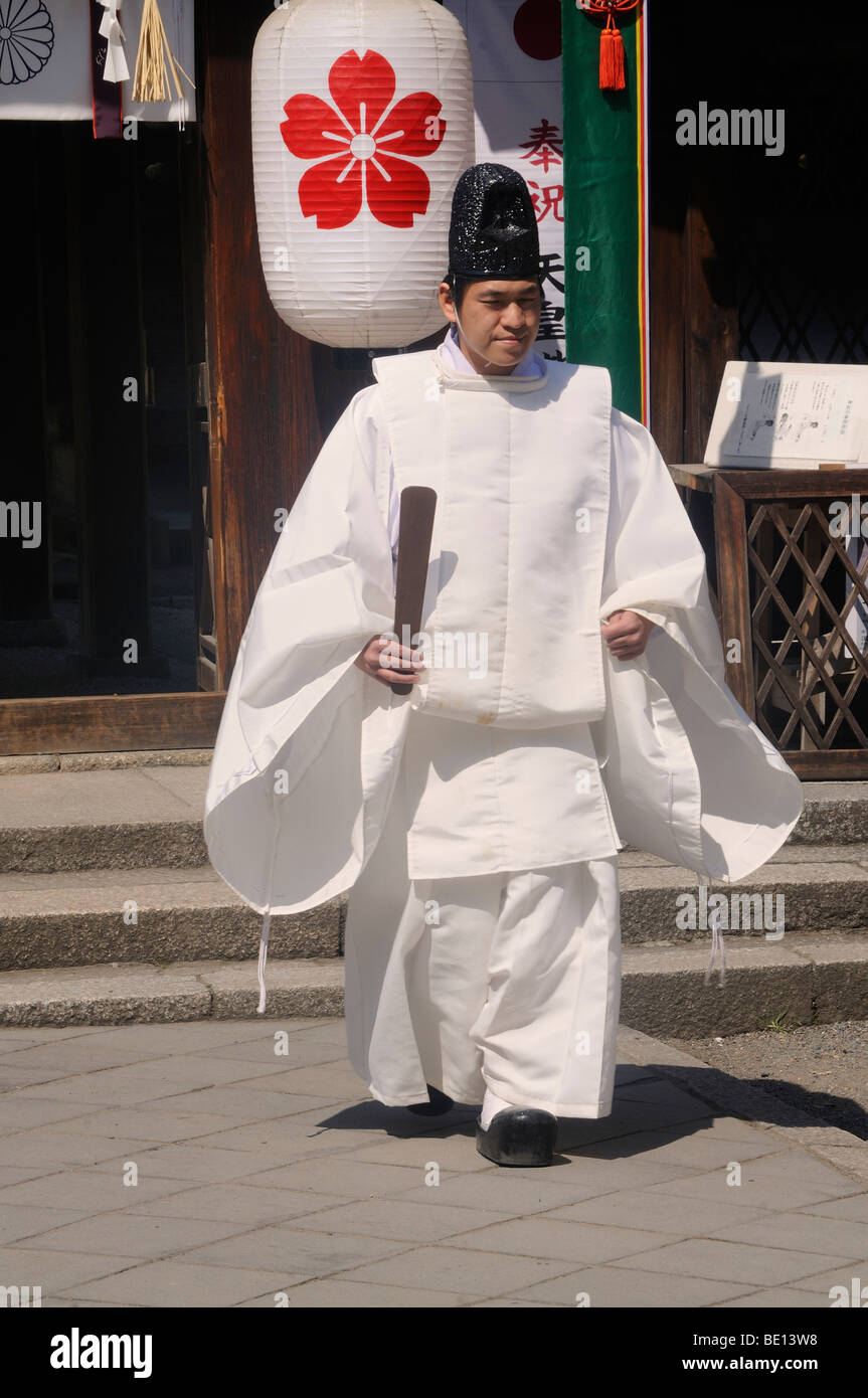 Shinto priest coming to devotion from the Sacred, shrine festival ...