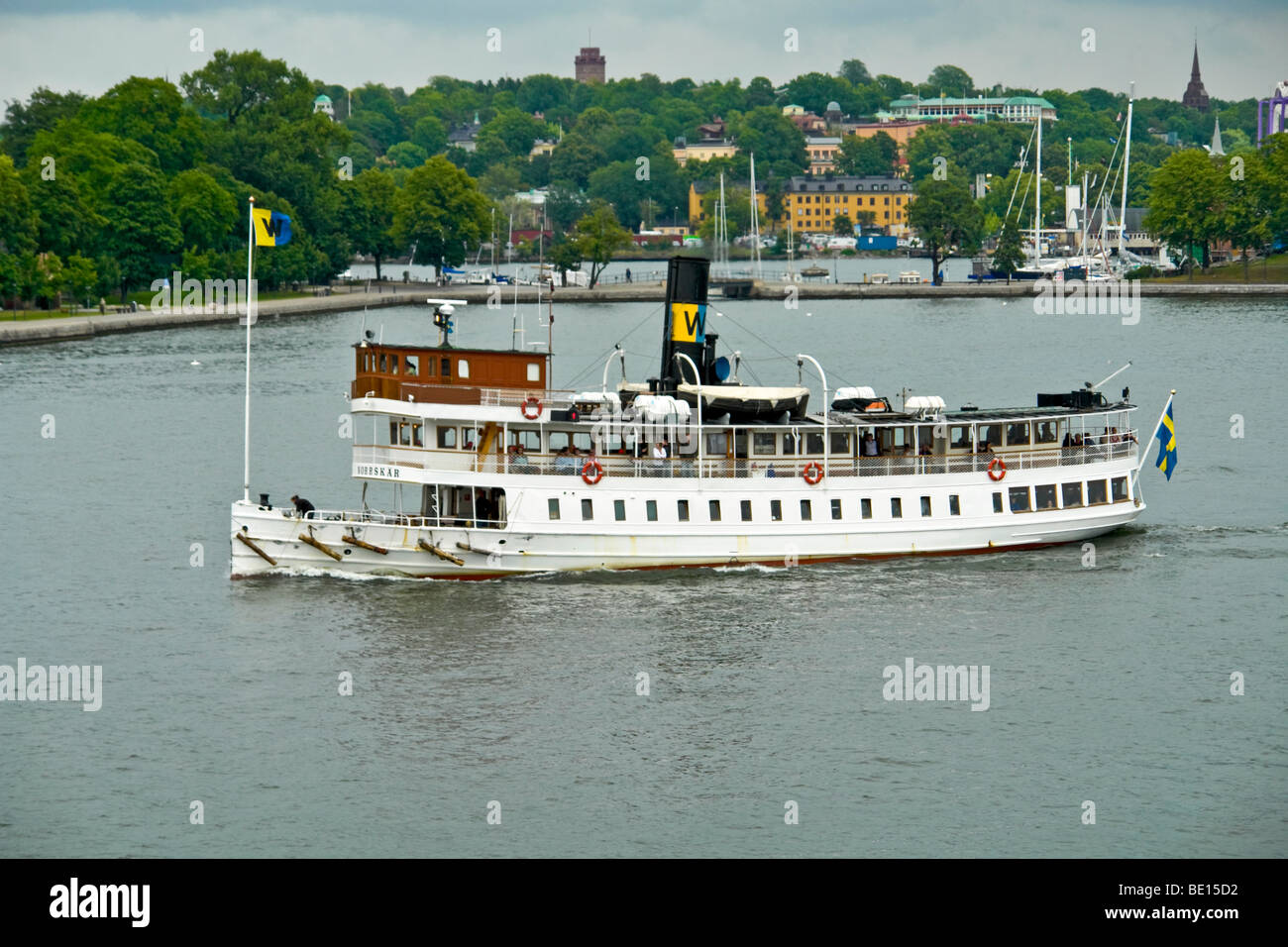 The Waxholmsbolaget archipelago steamer Norrskar arrives at Stockholm ...