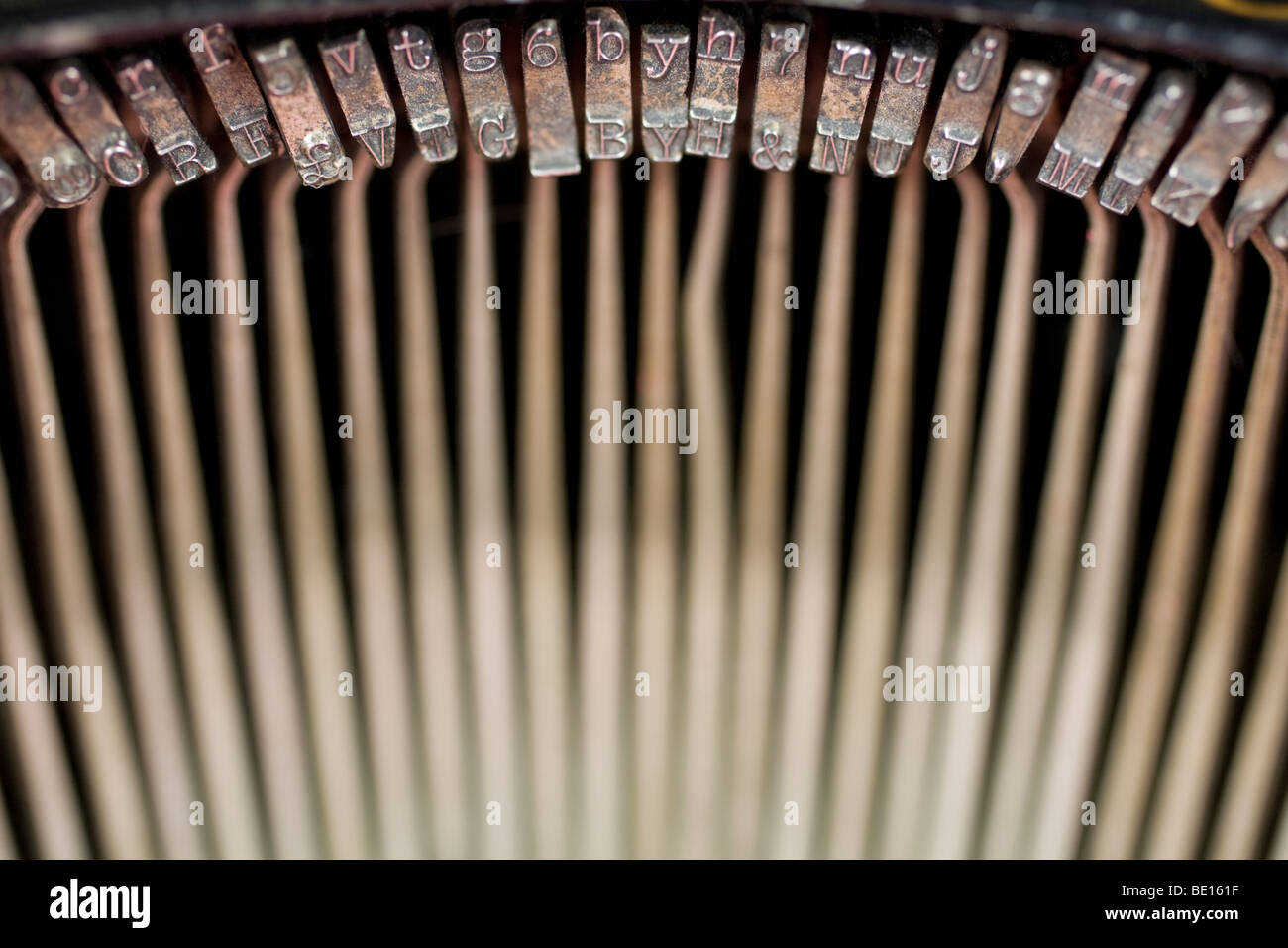 Semi-abstract view of the key strike bars on an old-fashioned ...