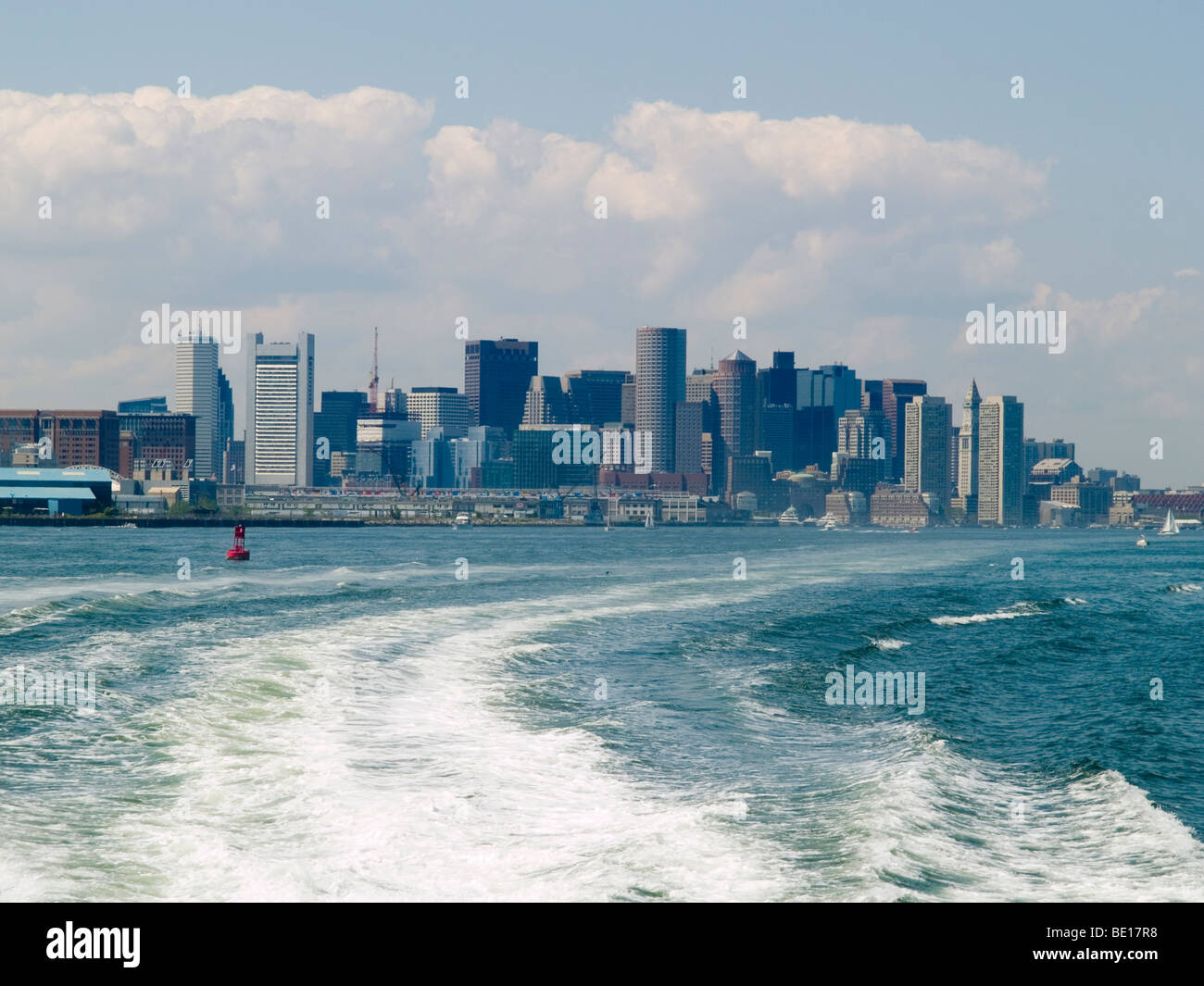 The Boston skyline disappearing into the distance as seen from the back ...