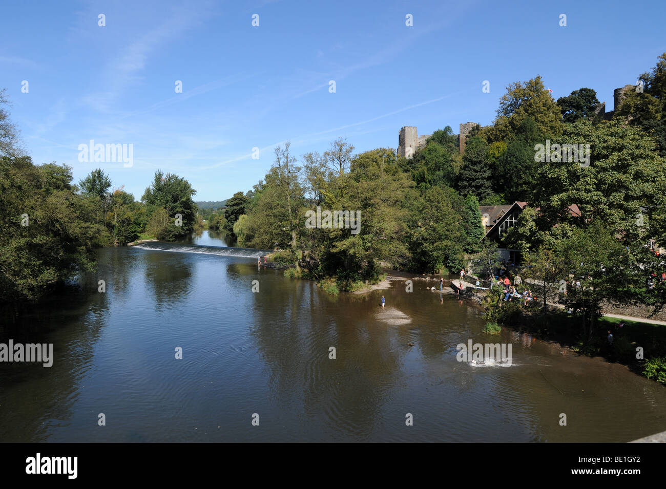The weir on the River Teme at Ludlow in Shropshire Stock Photo - Alamy