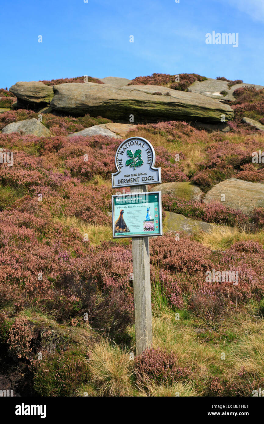 National Trust sign on Derwent Edge in the Upper Derwent Valley ...