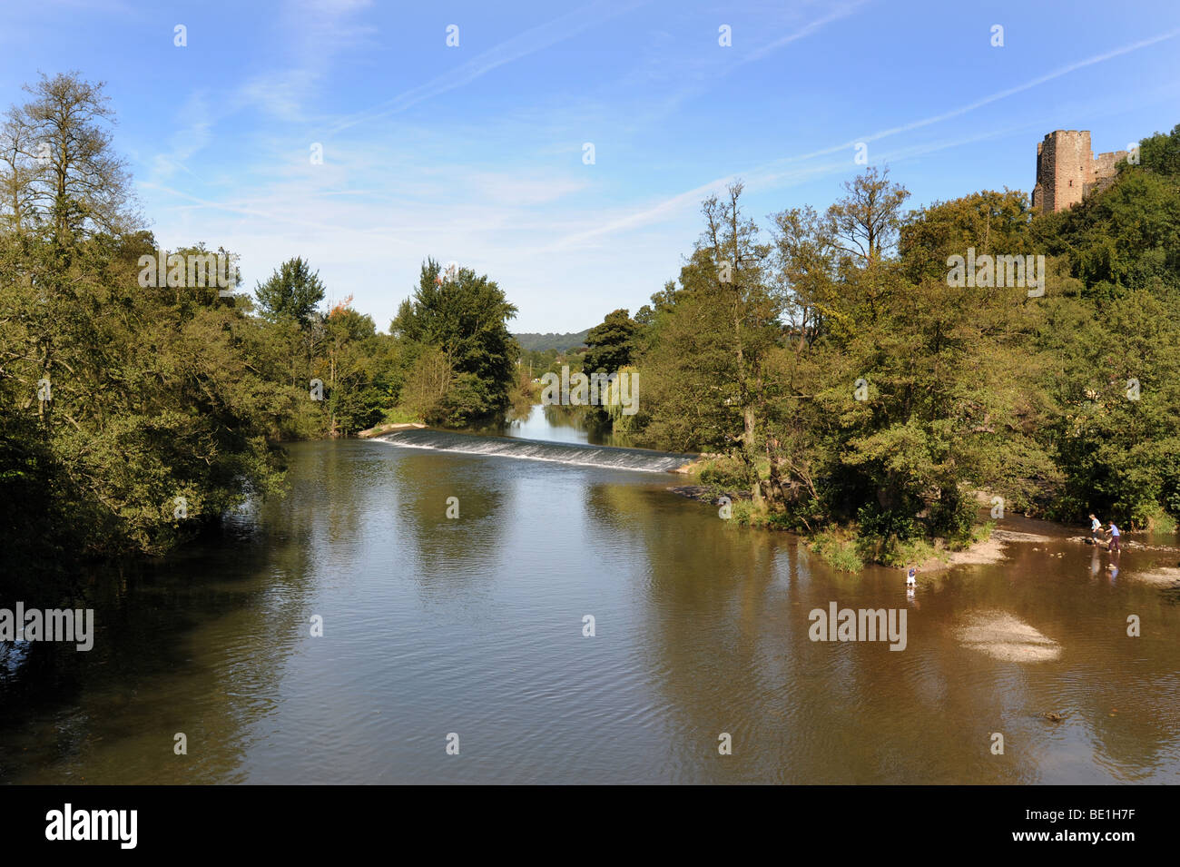 The weir on the River Teme at Ludlow in Shropshire Stock Photo - Alamy