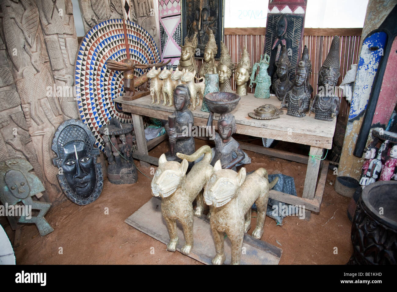 Traditional handicrafts are on sale in Nigeria's capital city of Abuja ...