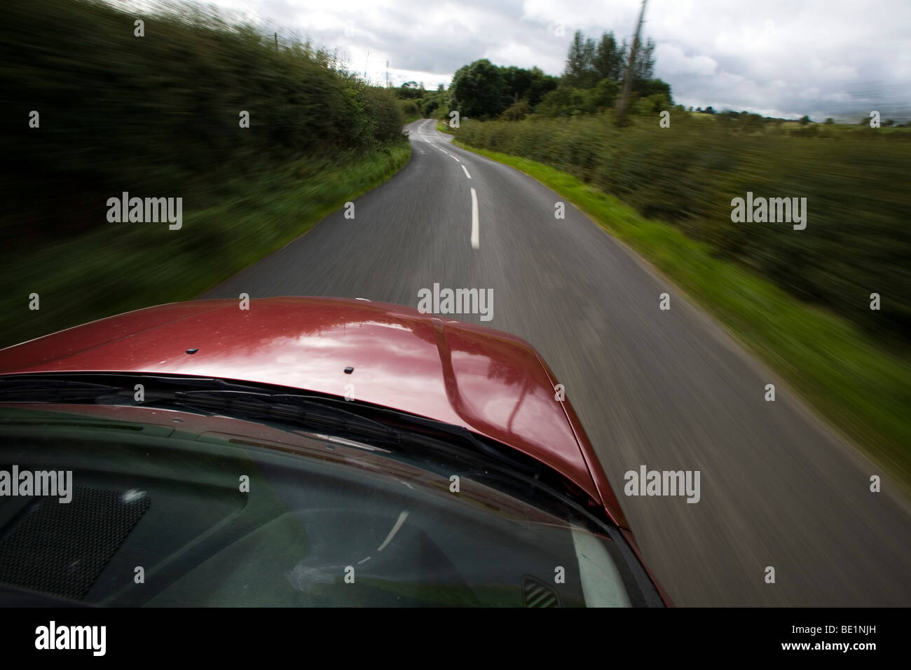 driving along a small country road in northumberland UK england Stock ...