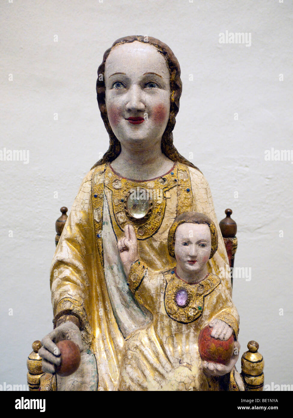 Detail of medieval carving of Mary and Jesus at Schnutgen Museum in ...