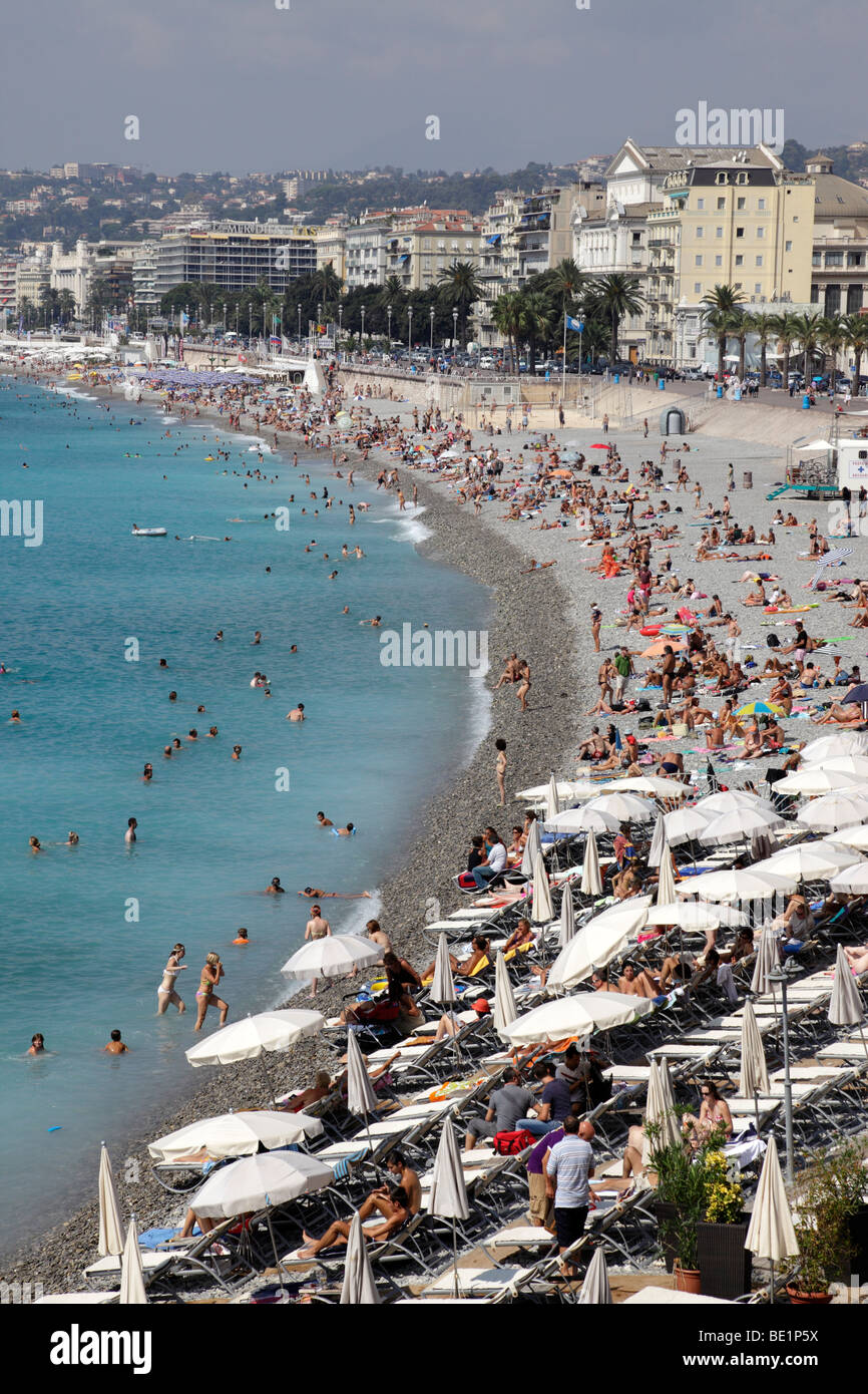 view of the beach and promenade des anglais nice south of france Stock ...