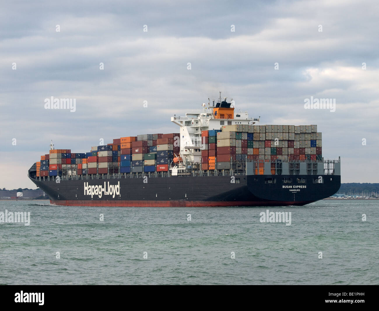 Container ship Busan Express arriving at Southampton UK Stock Photo - Alamy