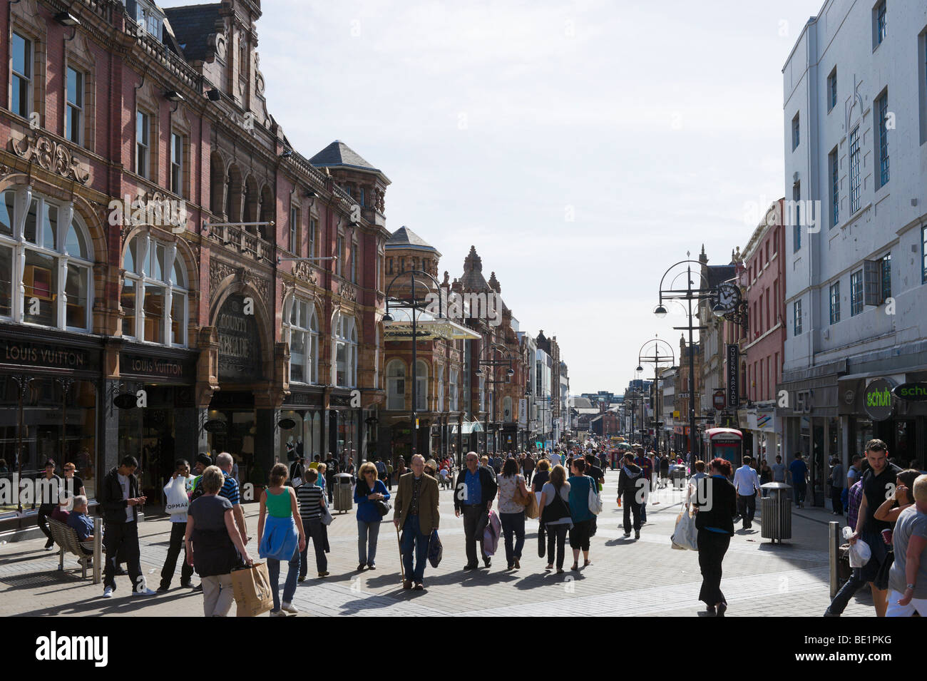 Briggate (the main shopping street) in the city centre, Leeds, West ...