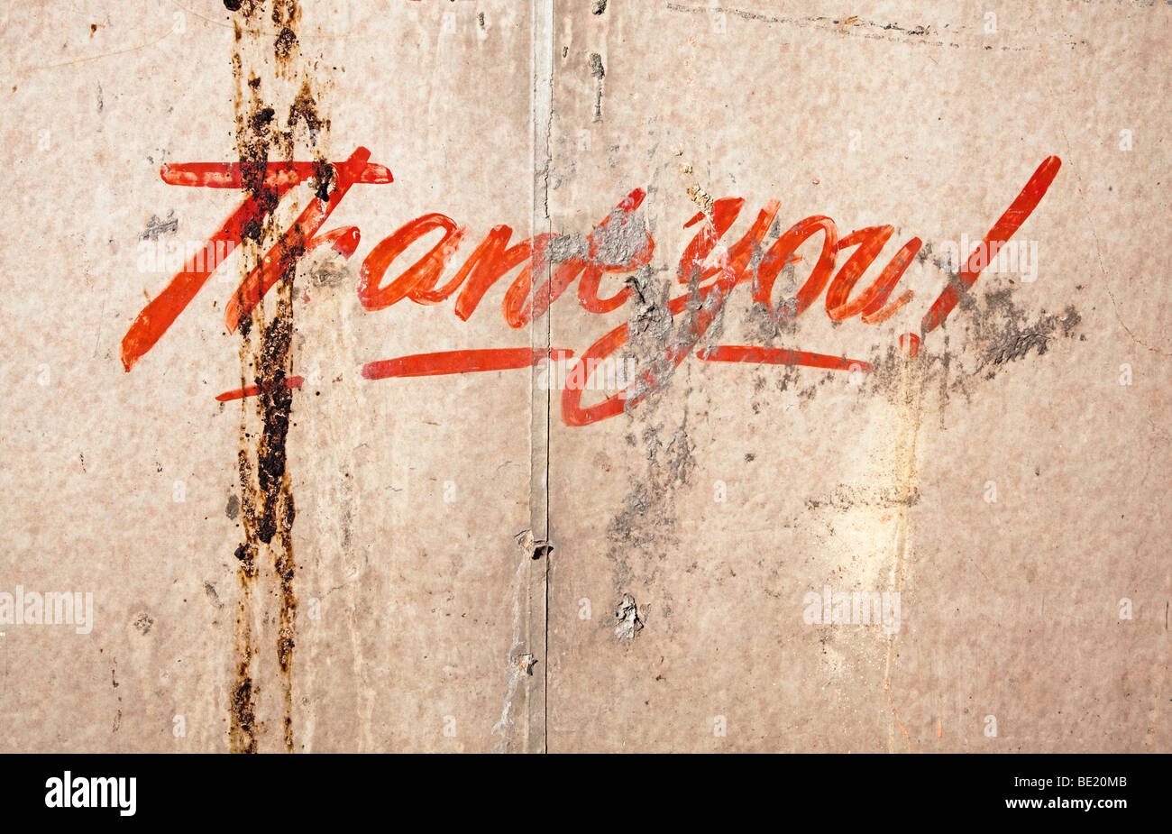 thank you sign painted on wall Stock Photo - Alamy