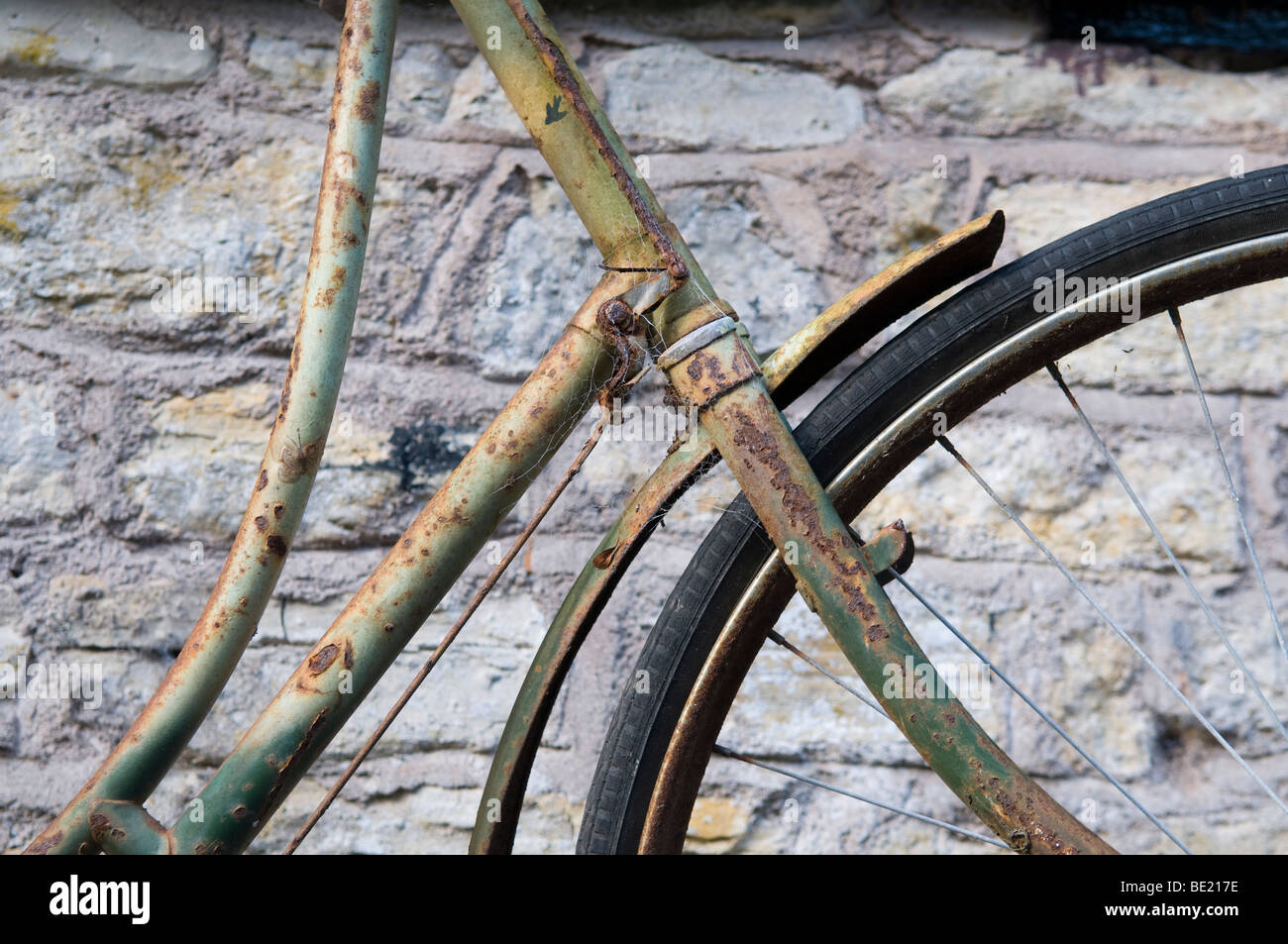 Old bicycle showing signs of rust on the crank, pedals anf frame Stock ...