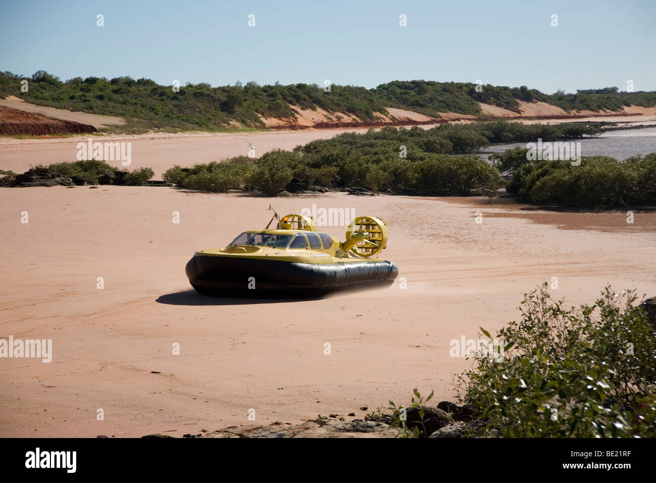 sprirt of Broome hovercraft on beach of Roebuck Bay kimberley western ...