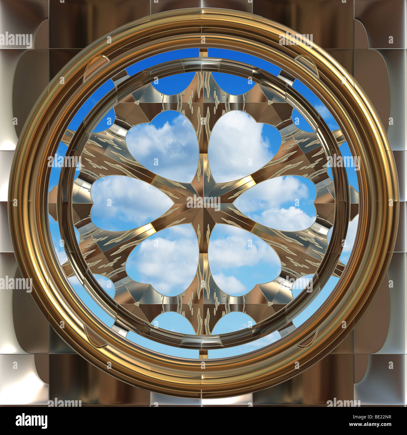 gothic or science fiction window looking into space or starry night sky ...