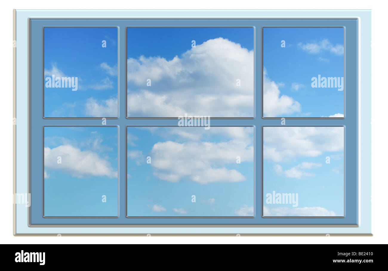 perfect cloudy blue sky through the window Stock Photo - Alamy