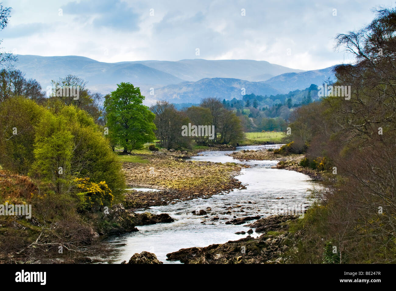 River Carron with rocky banks between Ardgay and Amatnatua Sutherland ...