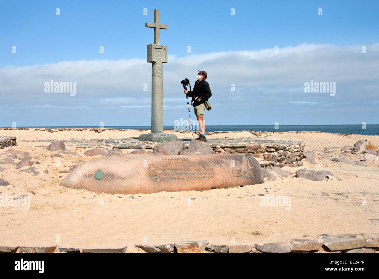 Cape Cross monument on the Skeleton Coast in Namibia Stock Photo - Alamy