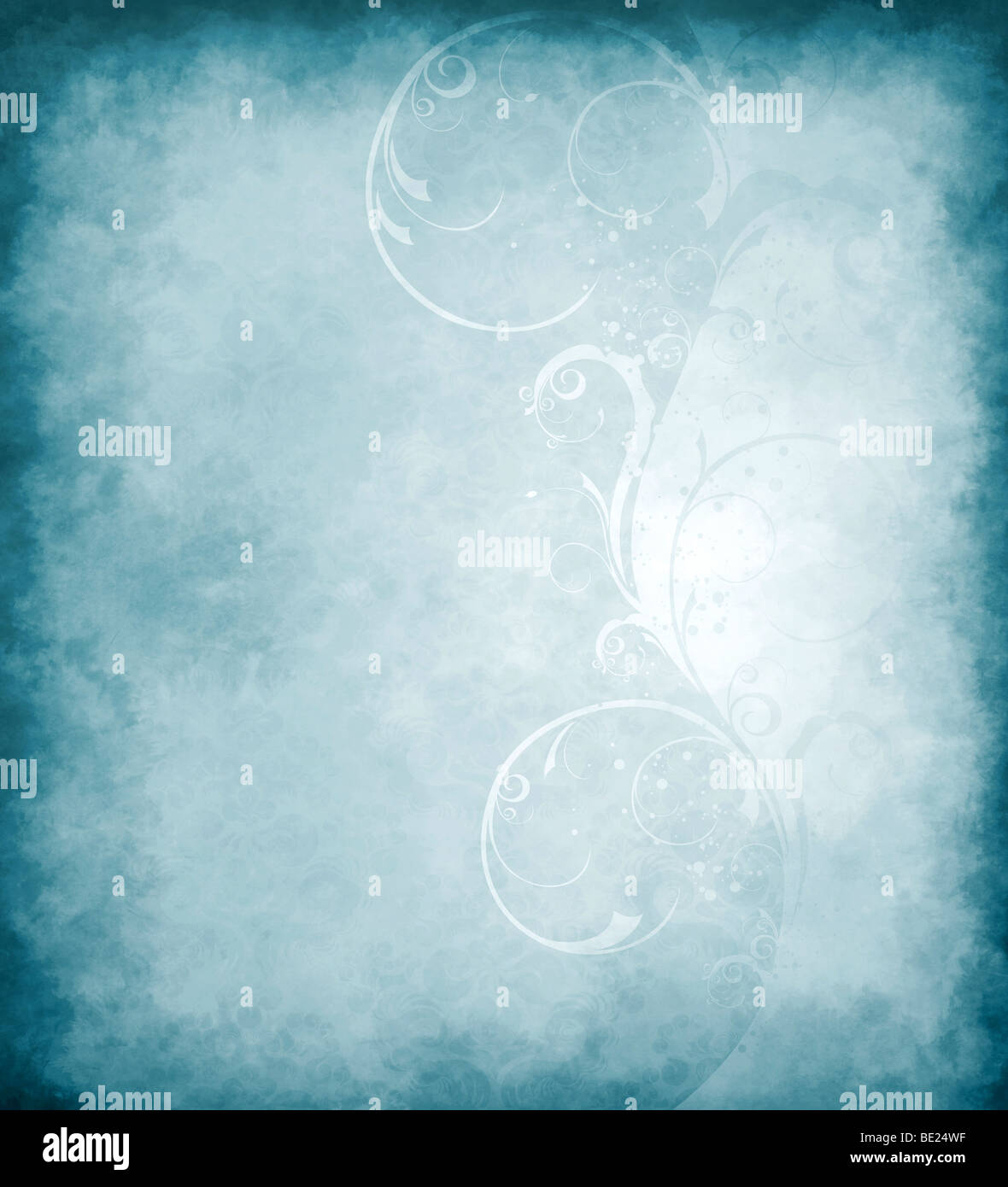 Old blue wallpaper with decorative floral wave Stock Photo - Alamy