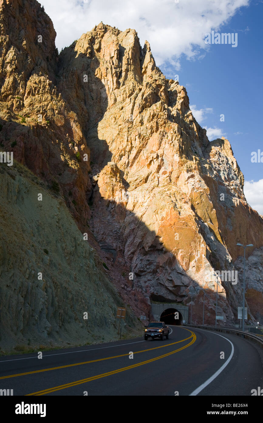 Tunnel on route 20, entering Cody, Wyoming, Shoshone Canyon Stock Photo ...