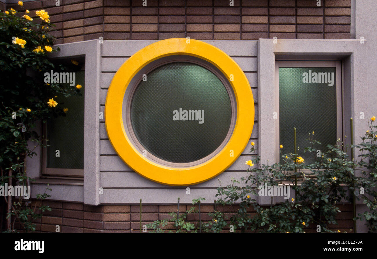 Round window of private residence, Ueno district, Tokyo, Japan Stock ...