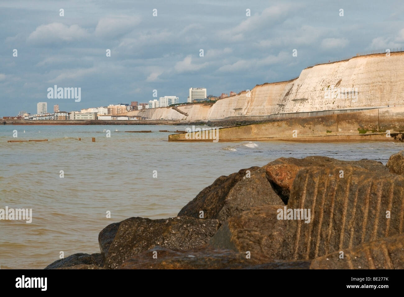 Brighton skyline, marina and white cliffs viewed from the east Stock ...