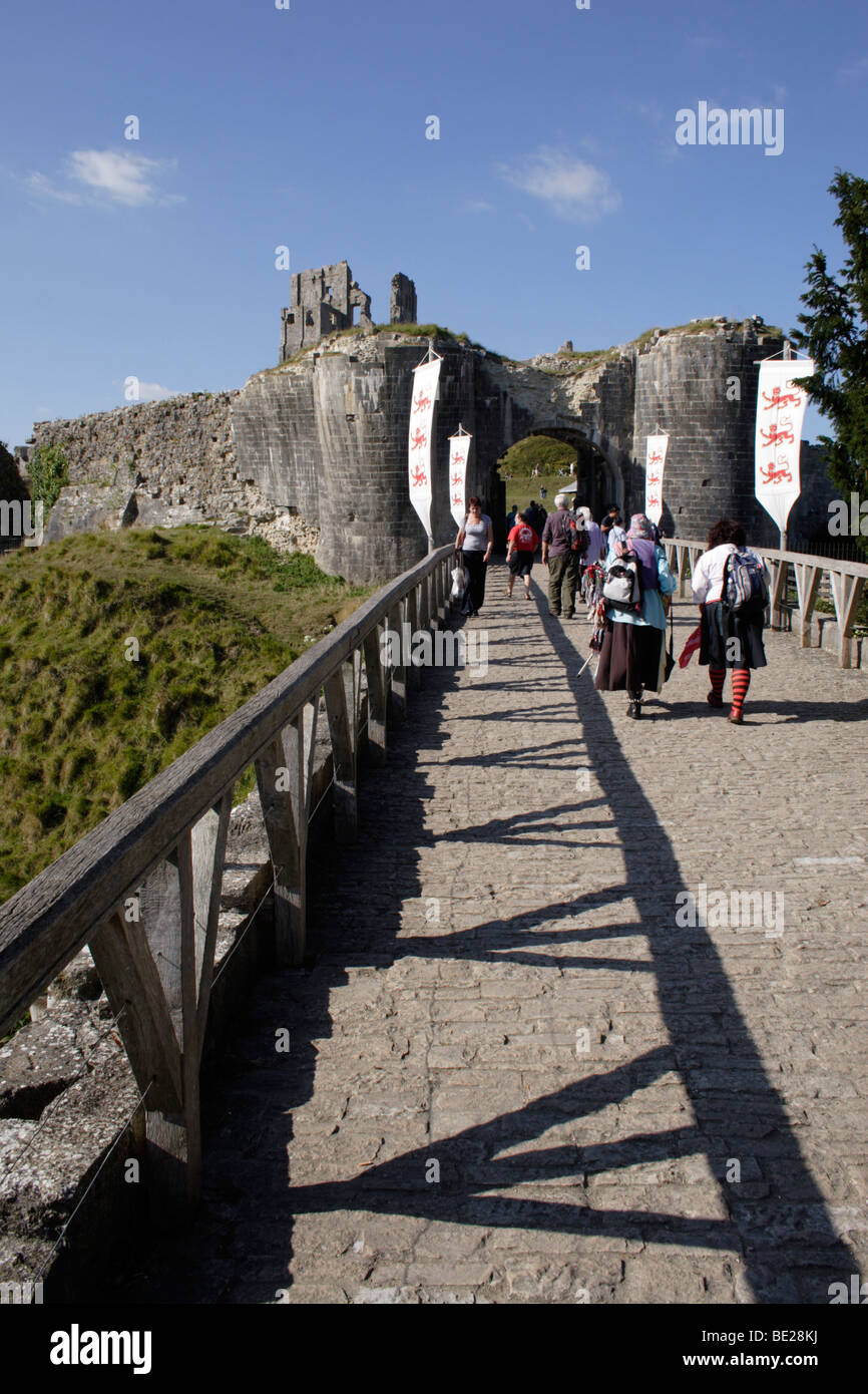 Entrance gate to Corfe Castle Dorset UK Stock Photo - Alamy