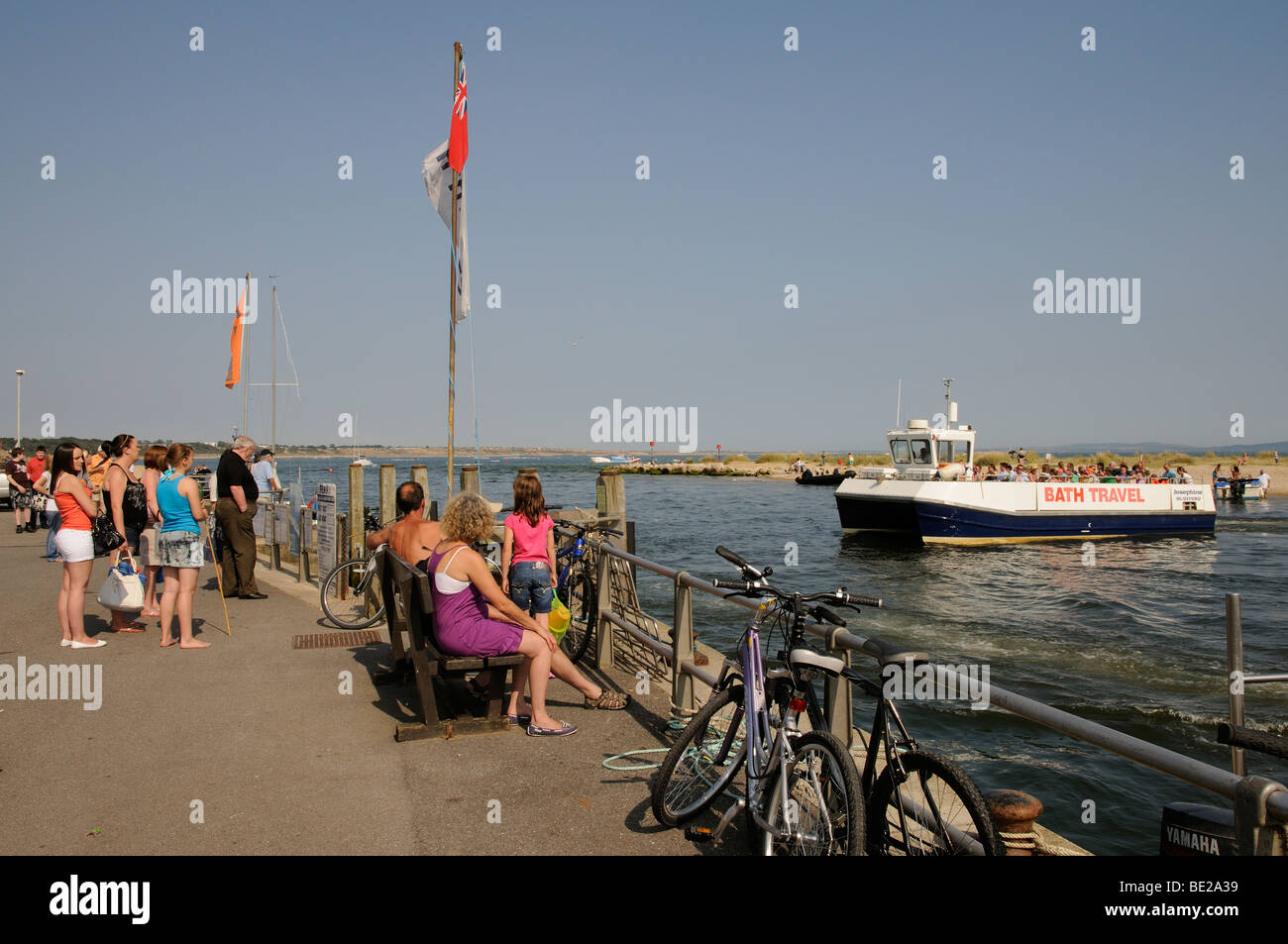 Mudeford Quay Christchurch Harbour Dorset summer service ferry Stock ...