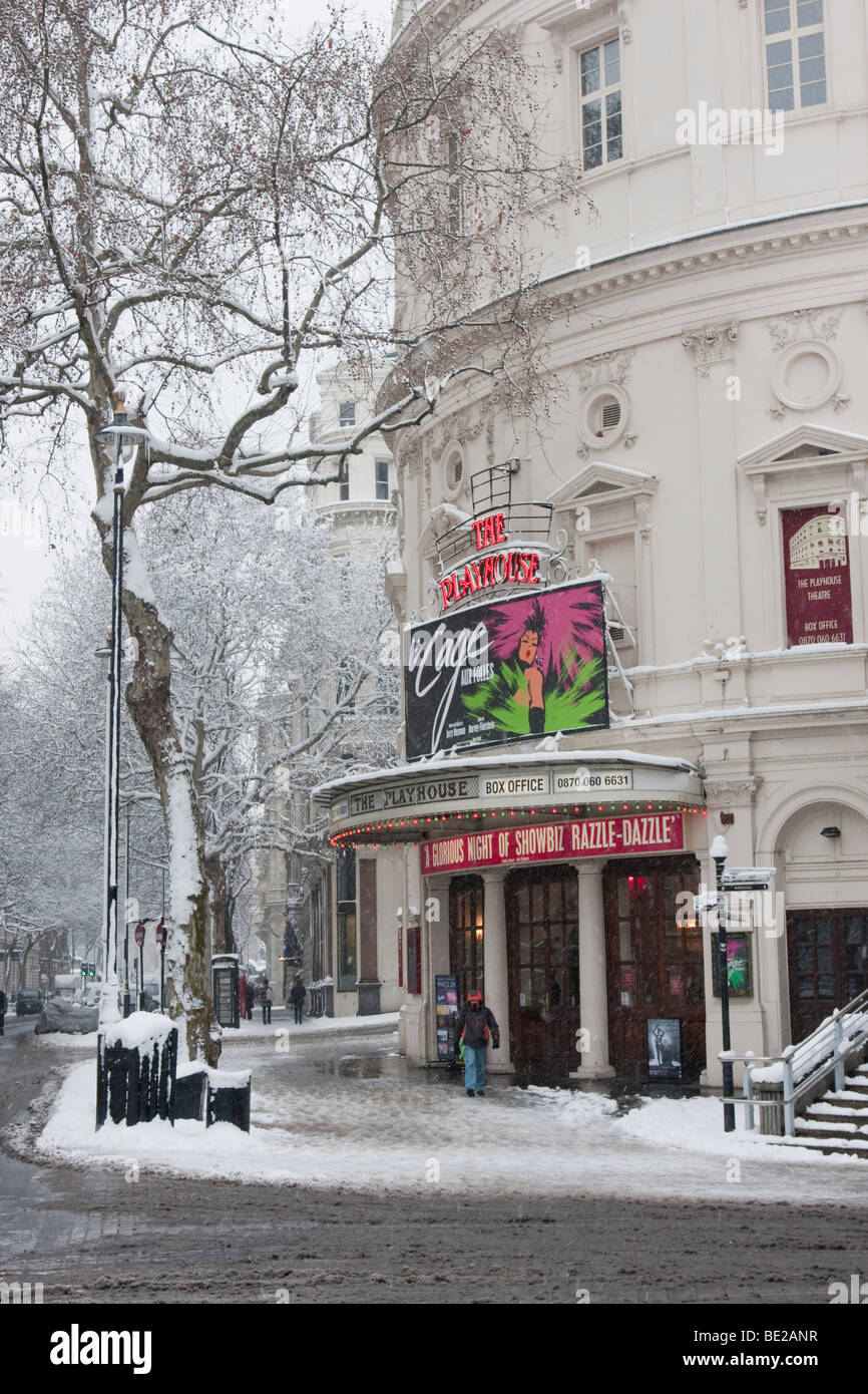 Entrance of Playhouse Theatre in snow during February 2009 Stock Photo ...