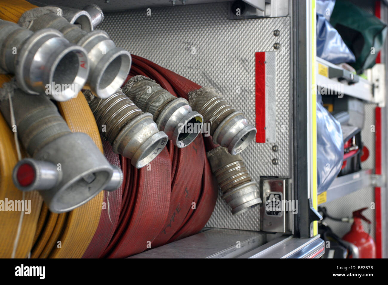 Hoses inside a fire engine Stock Photo - Alamy