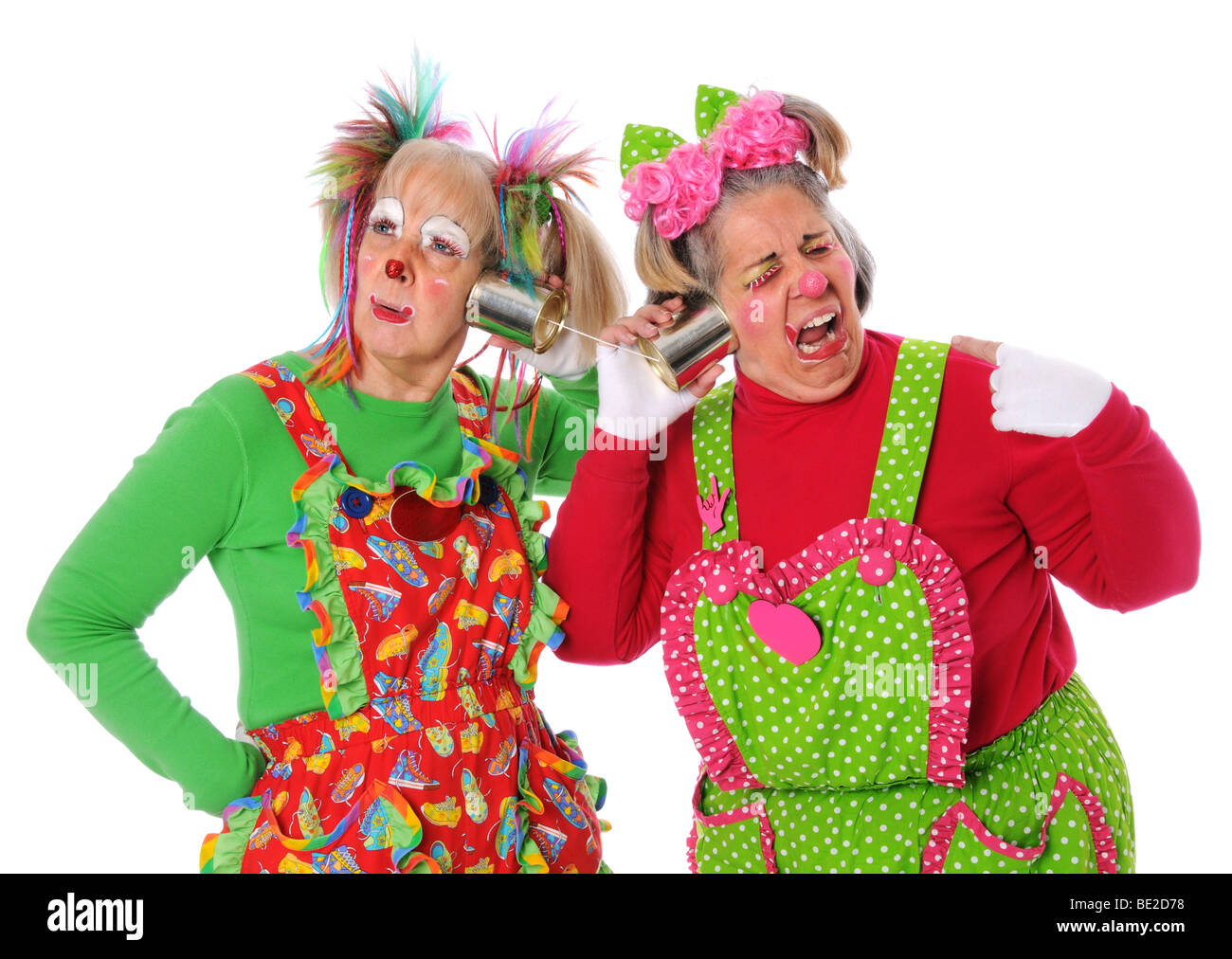 Clown having problems communicating isolated over a white background ...