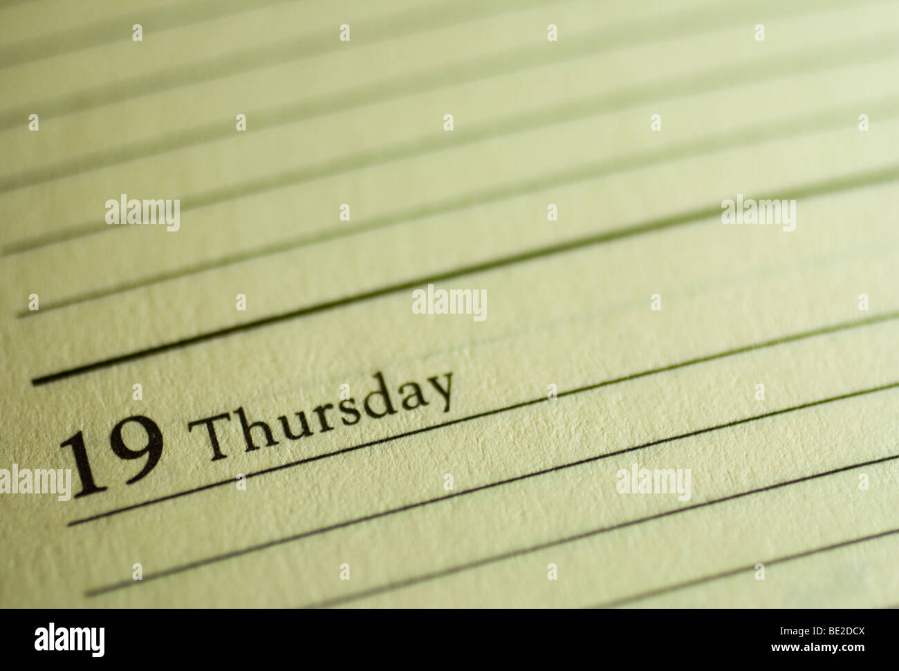 Close up of a diary page dated 19th Thursday Stock Photo - Alamy