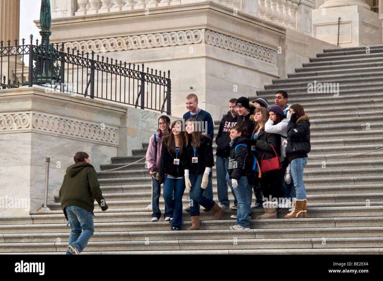 Students on US Capitol steps. Inauguration Eve. January 2009 Stock ...