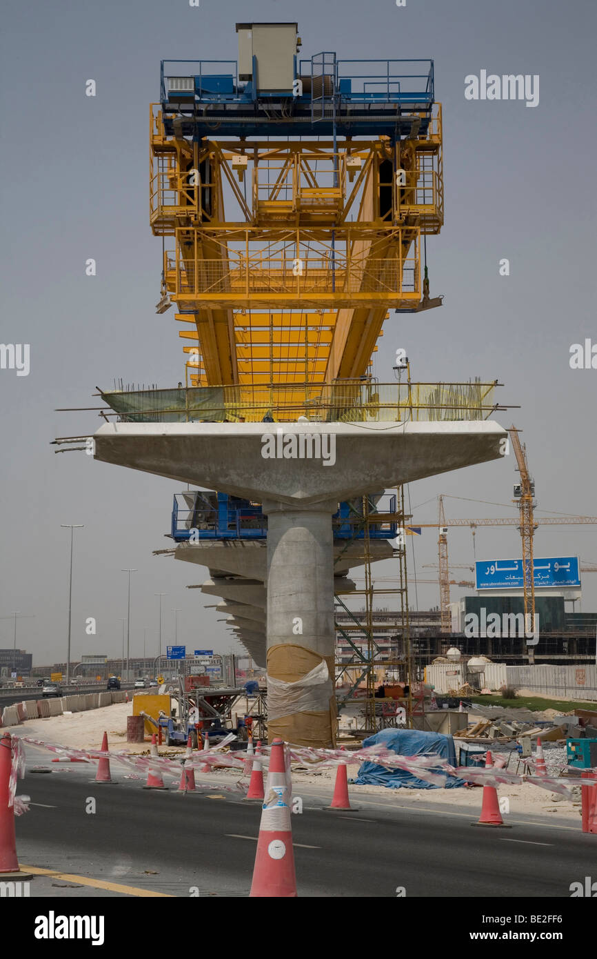 Dubai metro construction track line support column Stock Photo - Alamy