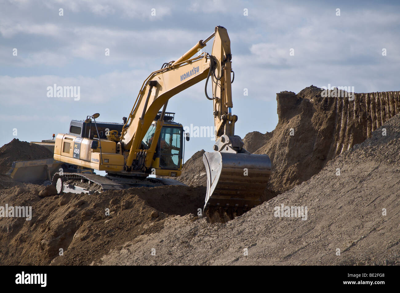 Big earth moving equipment at open cast coal mining site, Caterpillar ...