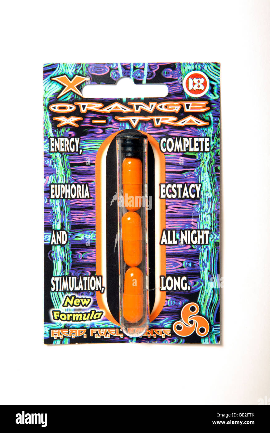 Orange extra, legal highs containing BZP Stock Photo - Alamy