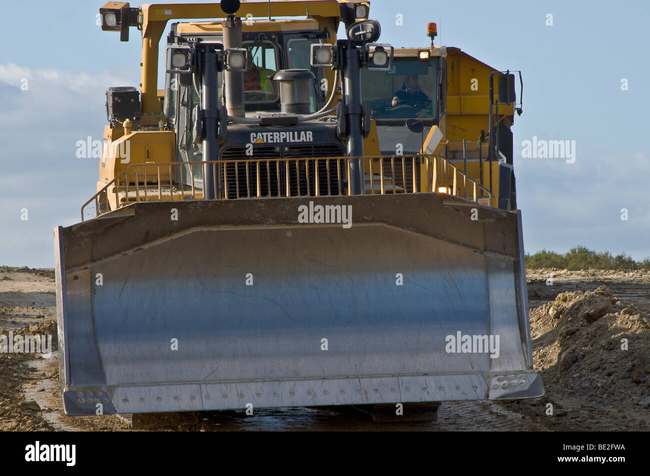 Big earth moving equipment at open cast coal mining site, Caterpillar ...