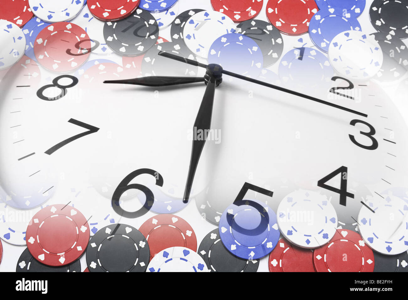 Clock and Poker Chips Stock Photo - Alamy