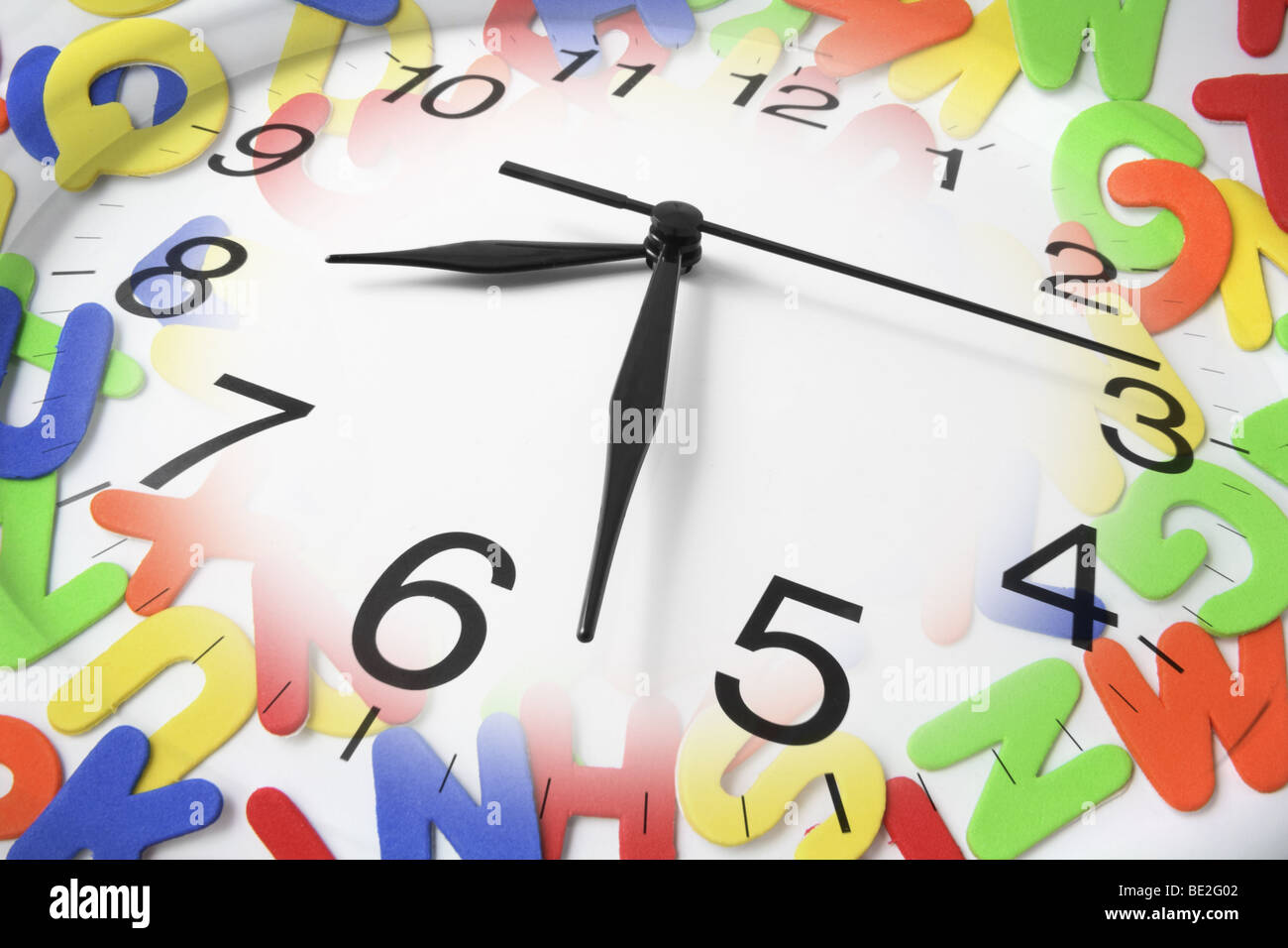 Clock and Alphabets Stock Photo - Alamy