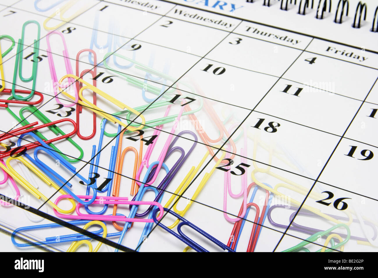 Paper Clips and Calendar Stock Photo - Alamy