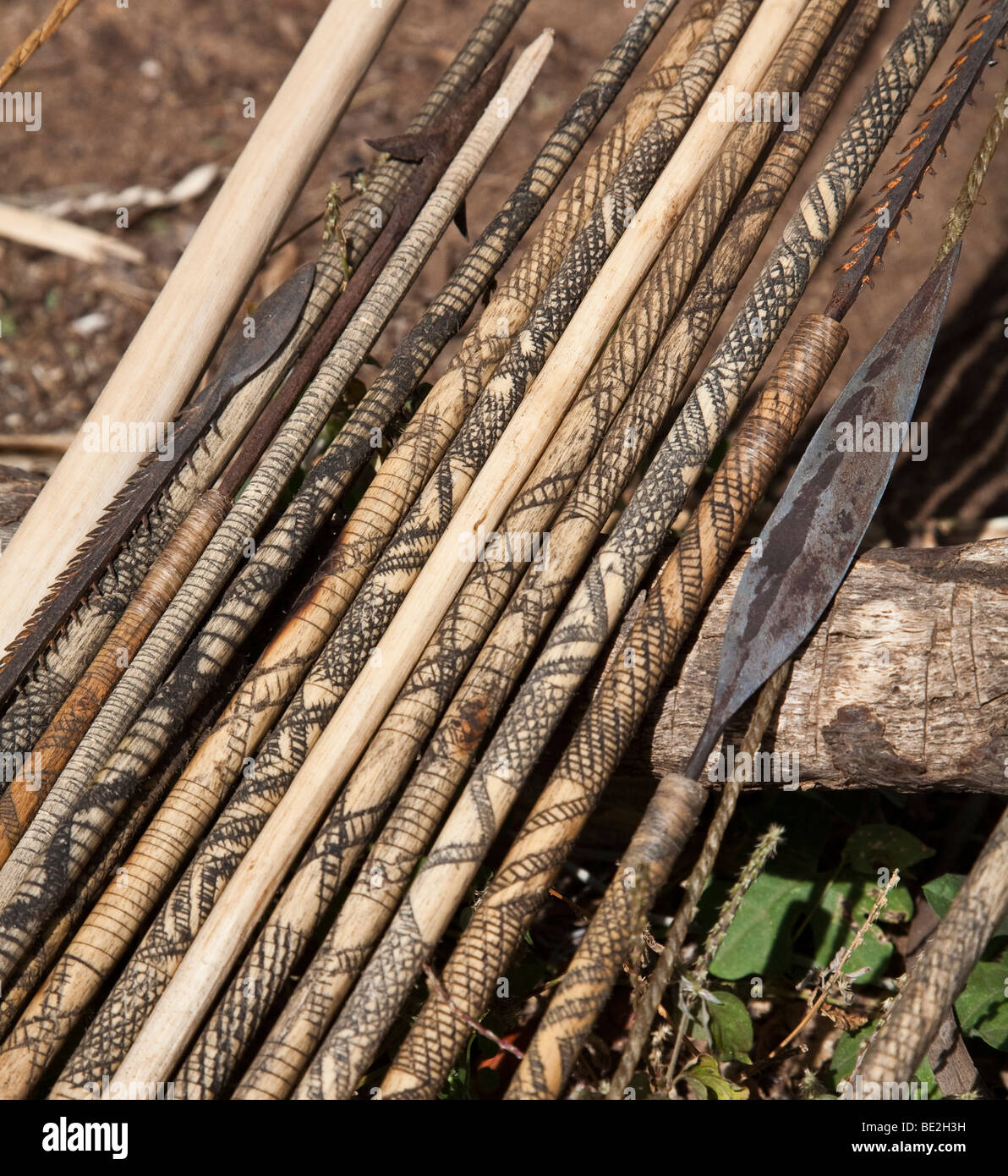 Hadzabe decorated arrow shafts Stock Photo - Alamy