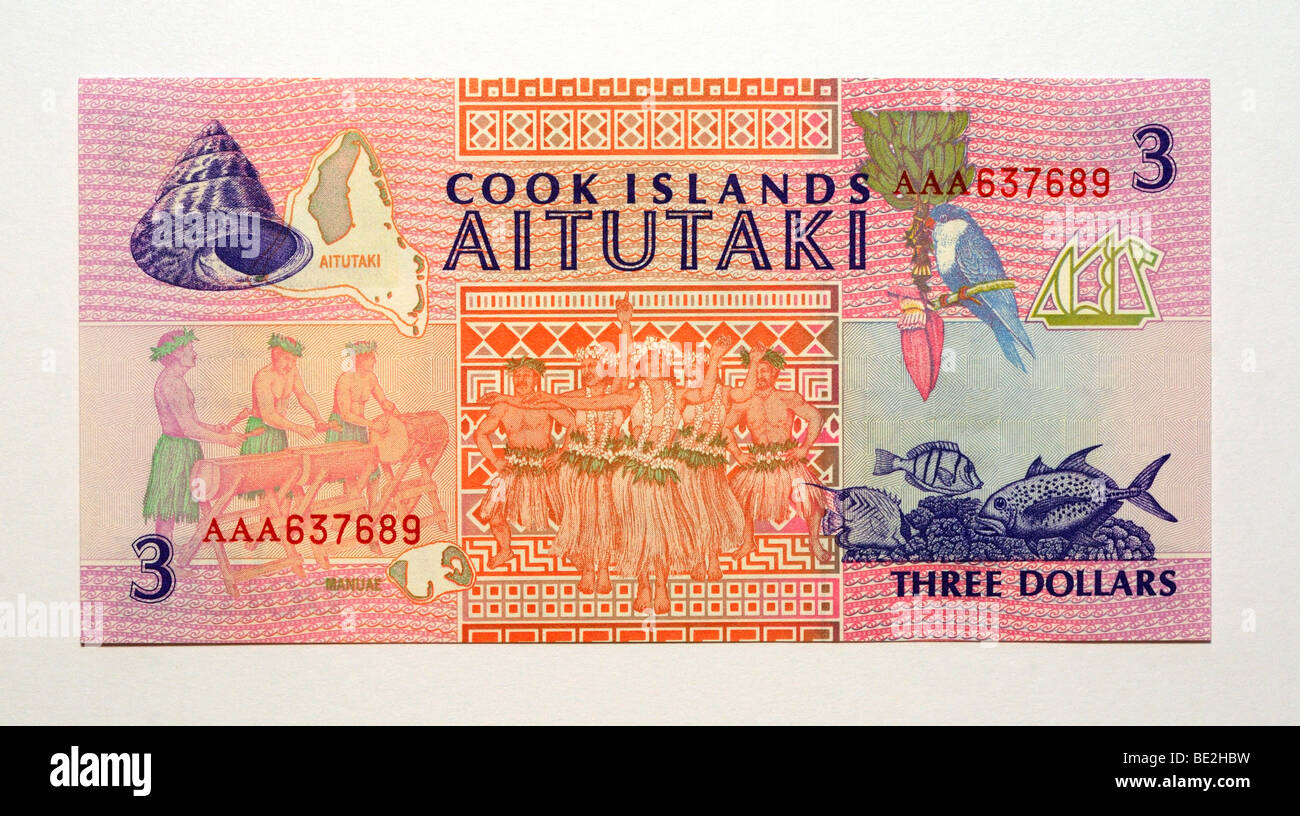 Cook Islands 3 Three Dollar Bank Note Stock Photo - Alamy